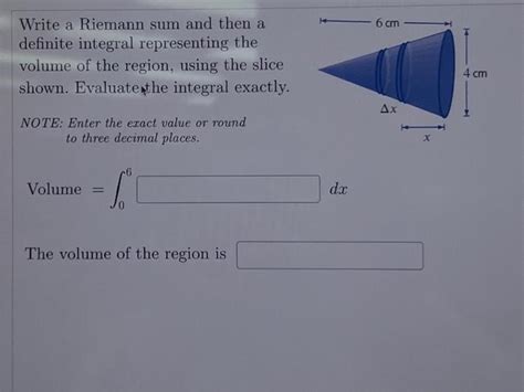 Solved Write A Riemann Sum And Then A Definite Integral