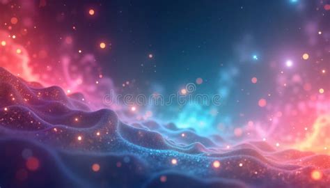 Abstract Vibrant Landscape With Glowing Particles Dynamic Colorful Waves Glowing Light Effects