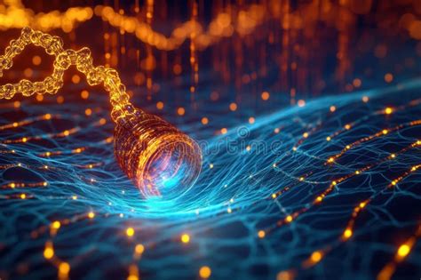 Abstract Representation Of Digital Connectivity With Glowing Particles And Networks Stock