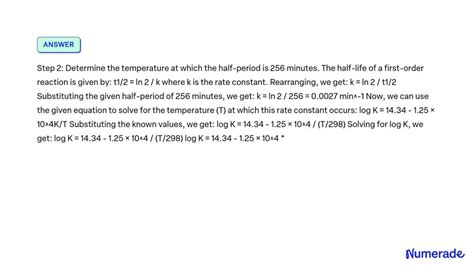 Video Solution Calculate Ea The Rate Constant For The First Order