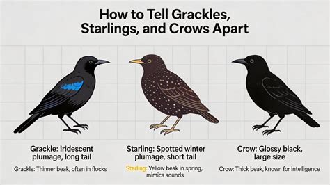 Grackles Vs Starlings Vs Crows An Identification Guide Humbirdy