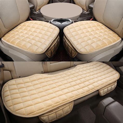 3pcs Winter Warm Car Seat Cover Back Rear Seat Cushion Short Plush