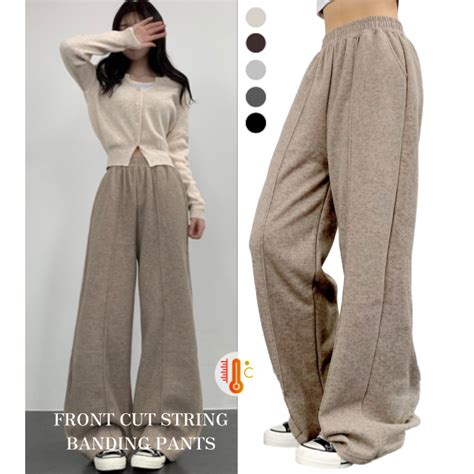 이버유 따뜻한 융기모🔥 핀턱 앞절개 하이웨스트 와이드 밴딩 팬츠 5color