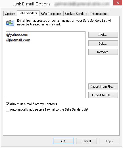 Group Policy To Add Safe Senders