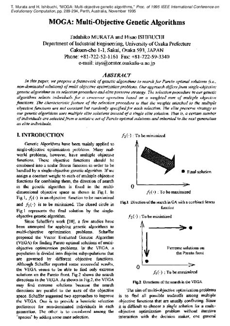 Pdf Moga Multi Objective Genetic Algorithms