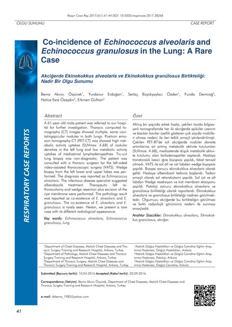 Pdf Co Incidence Of Echinococcus Alveolaris And Echinococcus