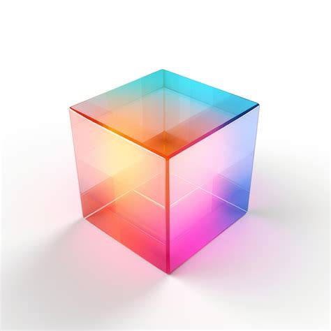 Premium Photo Colorful Plexiglass Cube On White Surface Illusory Gradient Design