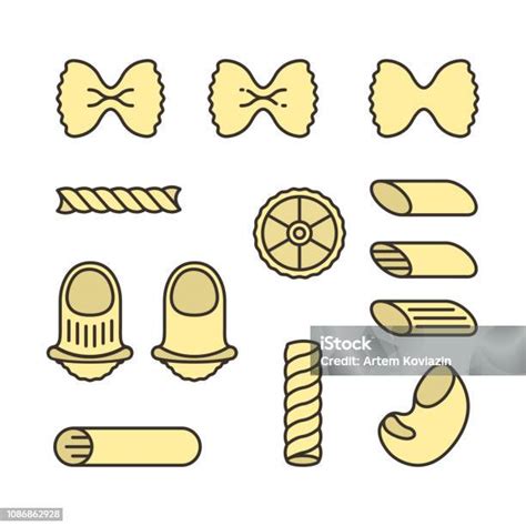 이탈리아 파스타 종류 마 카로 니 음식 최소한의 화려한 플랫 라인 컨투어 선 벡터 아이콘 세트 0명에 대한 스톡 벡터 아트 및 기타 이미지 Istock