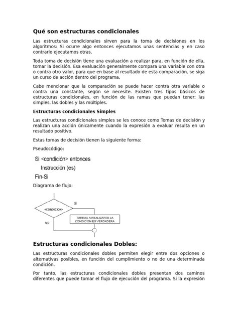 Estructuras Condicionales En Algoritmos Pdf Algoritmos Informática Teórica