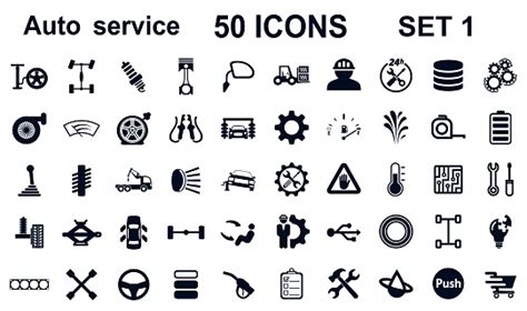 세트 1 의 50 자동차 서비스 아이콘 차고 고립 된 아이콘 세트 재고 벡터 예비 부품에 대한 스톡 벡터 아트 및 기타 이미지 예비 부품 아이콘 차 Istock