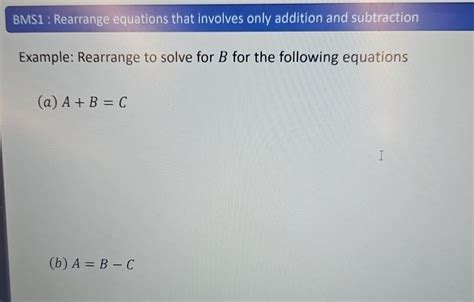 Solved Bms1 ﻿ Rearrange Equations That Involves Only