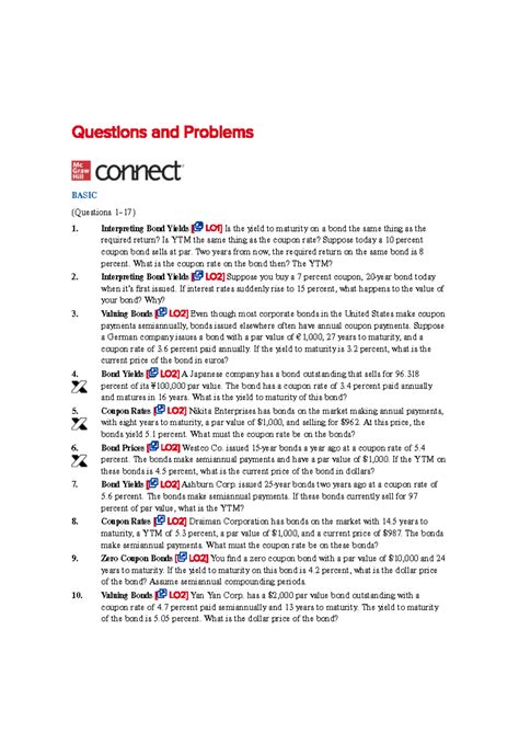 Chapter 7 Bonds Questions And Problems Basic Q Uestions 1 17