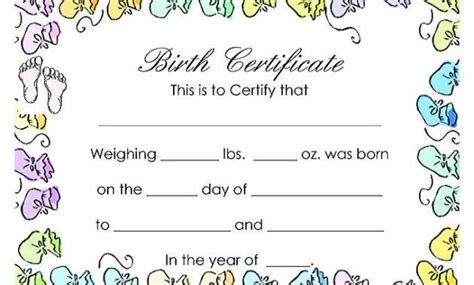 Cute Looking Birth Certificate Template Birth Certificate For Cute