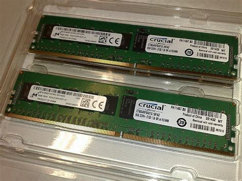 Used Crucial 2x 8G 16GB KIT Server Memory ECC DDR4 2133MHz 1Rx4 RDIMM 1 2V 288 Pin UBB Threads