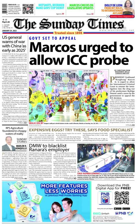The Manila Times Front Page January 29 2023 The Manila Times