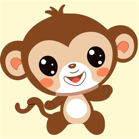 귀여운 마스코트 원숭이 손으로 그린 만화 스티커 아이콘 개념 격리된 그림 프리미엄 벡터