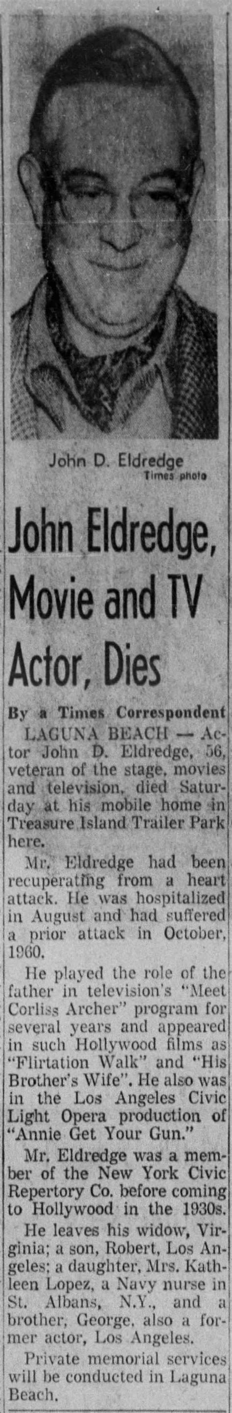 John Eldredge Movie And Tv Actor Dies ™