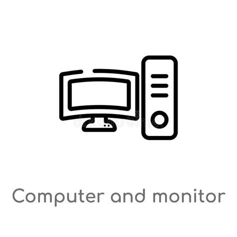 Outline Computer And Monitor Tools Vector Icon Isolated Black Simple