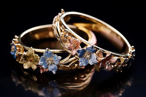 Premium Ai Image Floral Wedding Rings Generative Ai