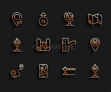 Set Line Route Location City Map Navigation Location Parking Car Barrier Speed Limit Traffic
