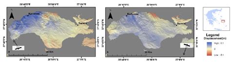 The Line Of Sight Los Displacement Maps In Meters In Ascending And