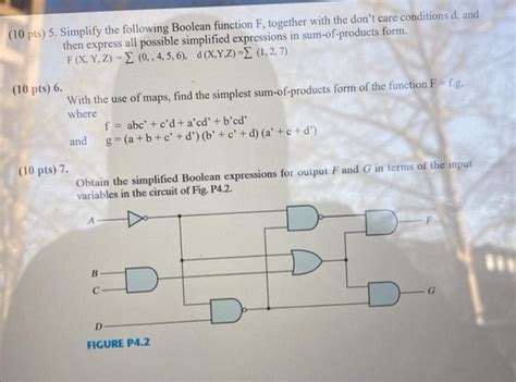Solved 10 Pts 5 Simplify The Following Boolean Function