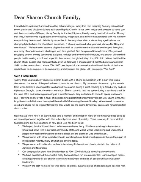 Church Pastor Resignation Letter Templates At