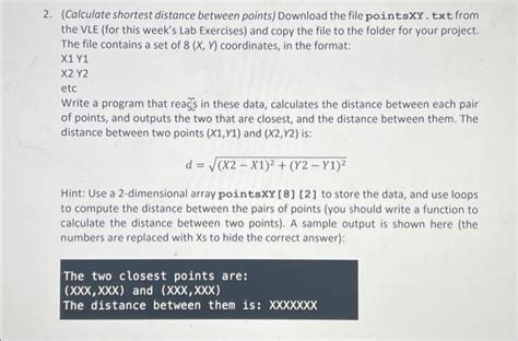 solved calculate shortest distance between points download