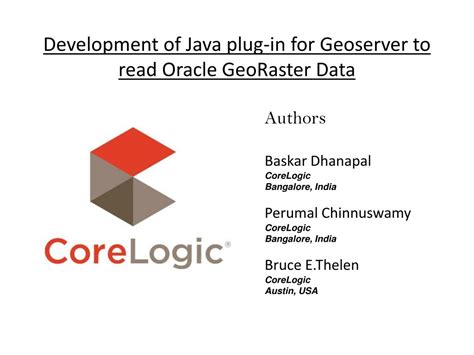 Ppt Development Of Java Plug In For Geoserver To Read Oracle Georaster Data Powerpoint