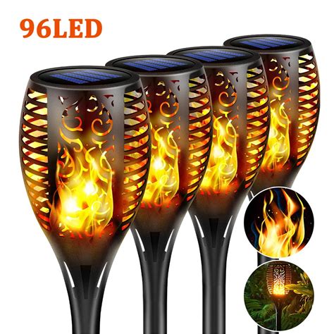 Соларни лампи за градина тип факла с ефект на пламък с 96 диода