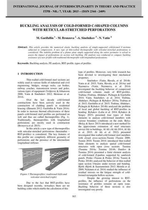 Pdf Buckling Analysis Of Cold Formed C Shaped Columns With Reticular Stretched Perforations