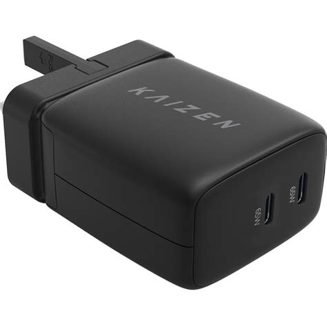 W Dual Usb C Gan Wall Charger Black Kaizen