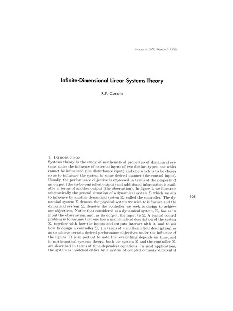 Pdf Infinite Dimensional Linear Systems Theory