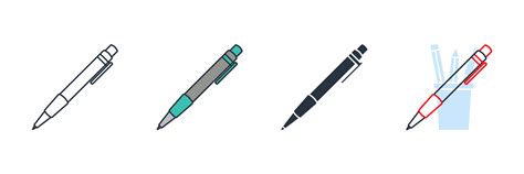 Pen Icon Logo Vector Illustration Signature Pen Symbol Template For