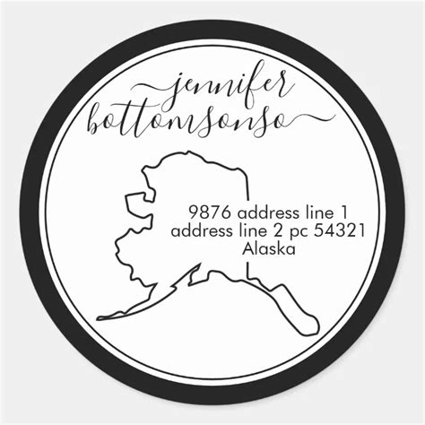 Alaska State Map Return Address Signature Classic Round Sticker Zazzle