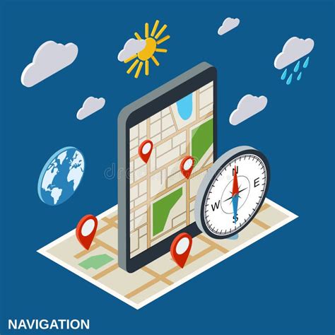 Navigation Flat Isometric Vector Concept Stock Vector Illustration Of