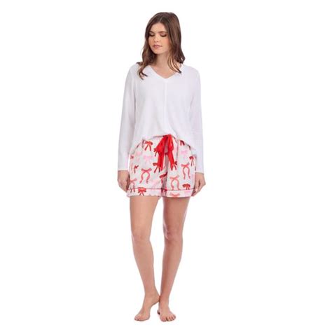 Large Bow Holiday Pajama Shorts With Festive Flair Mud Pie