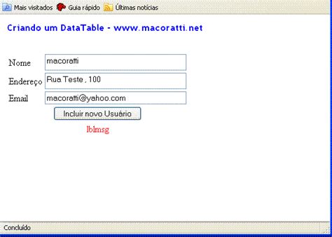 ASP NET Criando E Usando Um DataTable C