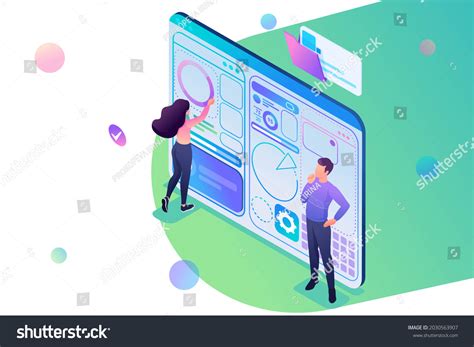 Young People Engaged Dashboard Design Development Stock Illustration