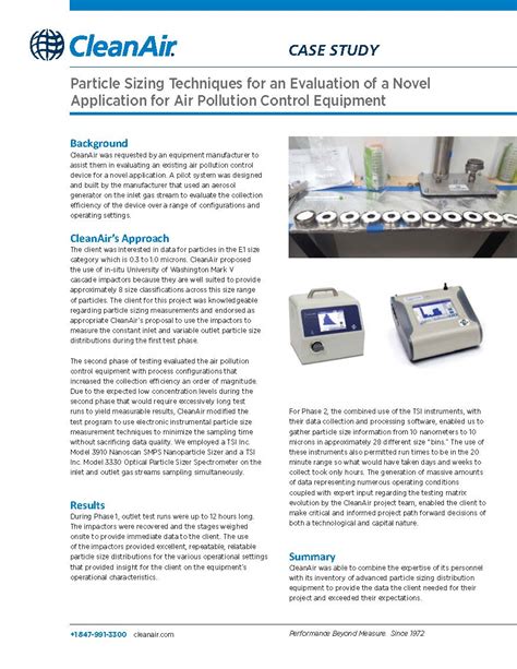 Particle Sizing Techniques Case Study CleanAir Engineering