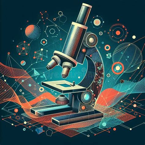 Microscope Illustrations Created With Geometric Lines And Shapes Stock