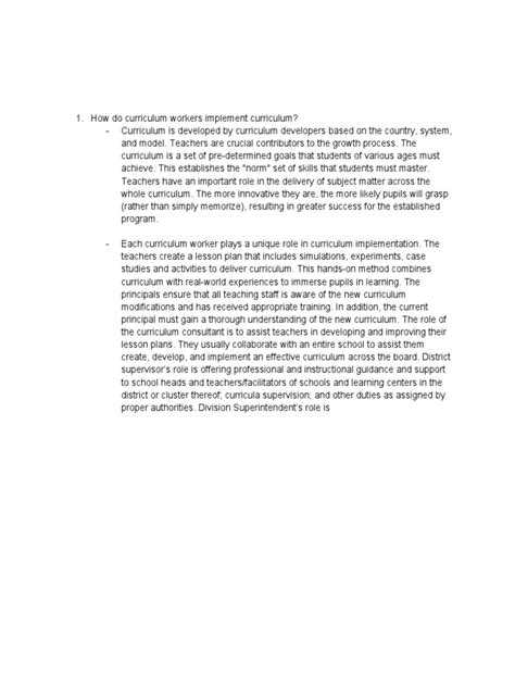 How Do Curriculum Workers Implement Curriculum Pdf