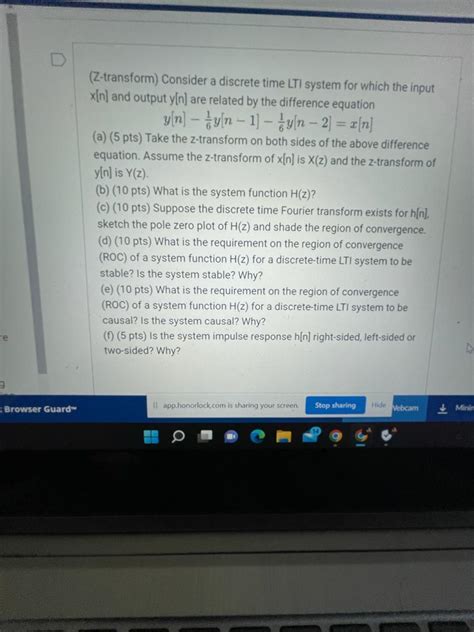 Solved Z Transform Consider A Discrete Time Lti System For