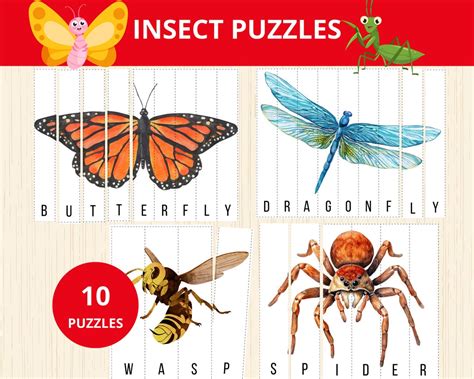 Insect Word Puzzle Bug Puzzle Montessori Math Spring Insect Activity Toodler Nature Montessori