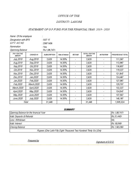 Gpf Calculator 2020 Pdf Pdf