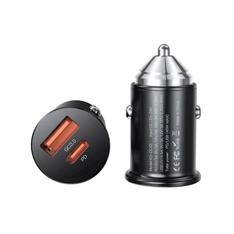 XO Car Charger CC PD QC W USB USB C Black OTC LK