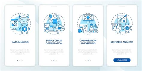 Premium Vector 2d Blue Linear Icons Representing Overproduction Mobile App Screen Set 4 Steps