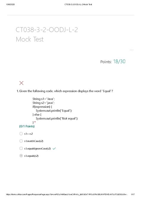 Mock Test 1 Sdfgghtybt Points 18 Ct038 3 2 Oodj L Mock Test Given The Following Code