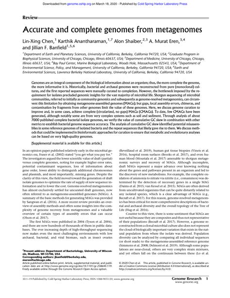 Pdf Accurate And Complete Genomes From Metagenomes