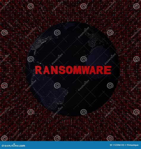 Ransomware Text With Earth By Night And Red Hex Code Illustration Stock Illustration